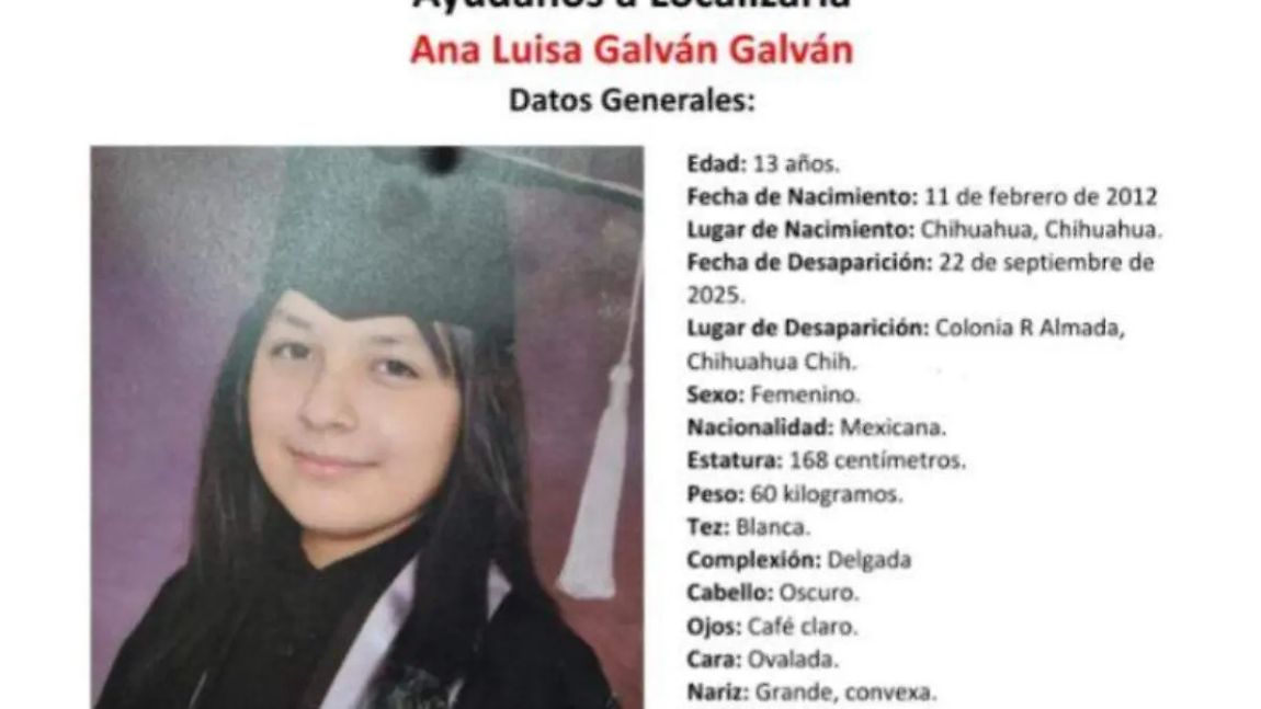 Buscan a Ana Luisa Galván de 13 años, reportada como desaparecida ...