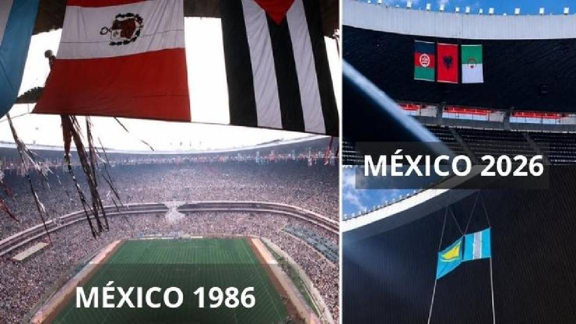 El Estadio Azteca revive la estética de México 86: Colocan las banderas ...
